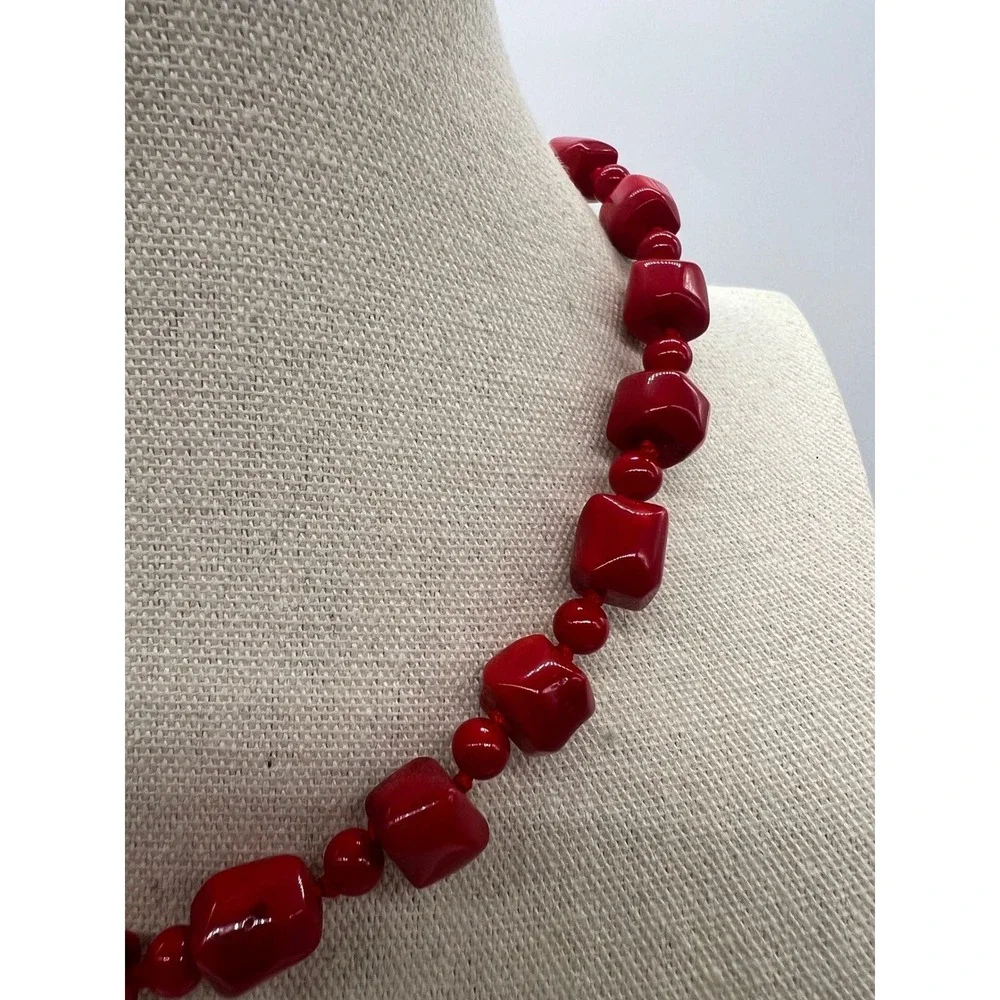 Jewelry | Red Coral Bead Choker Necklace Coastal Mediterranean Boho ...